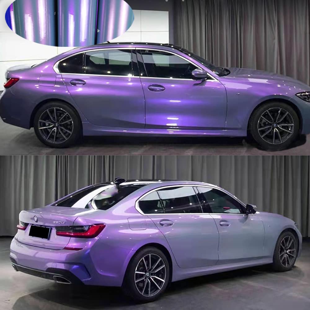 Snapklik.com : Chameleon Vinyl Wrap Glossy Grey To Charm Purple Car ...