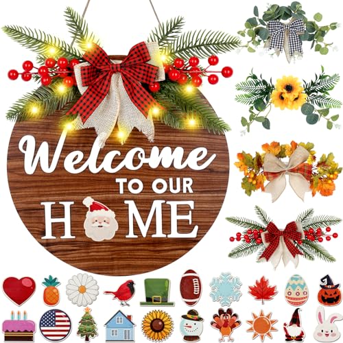 EgticLive Interchangeable Welcome Sign for Front Door, Christmas ...