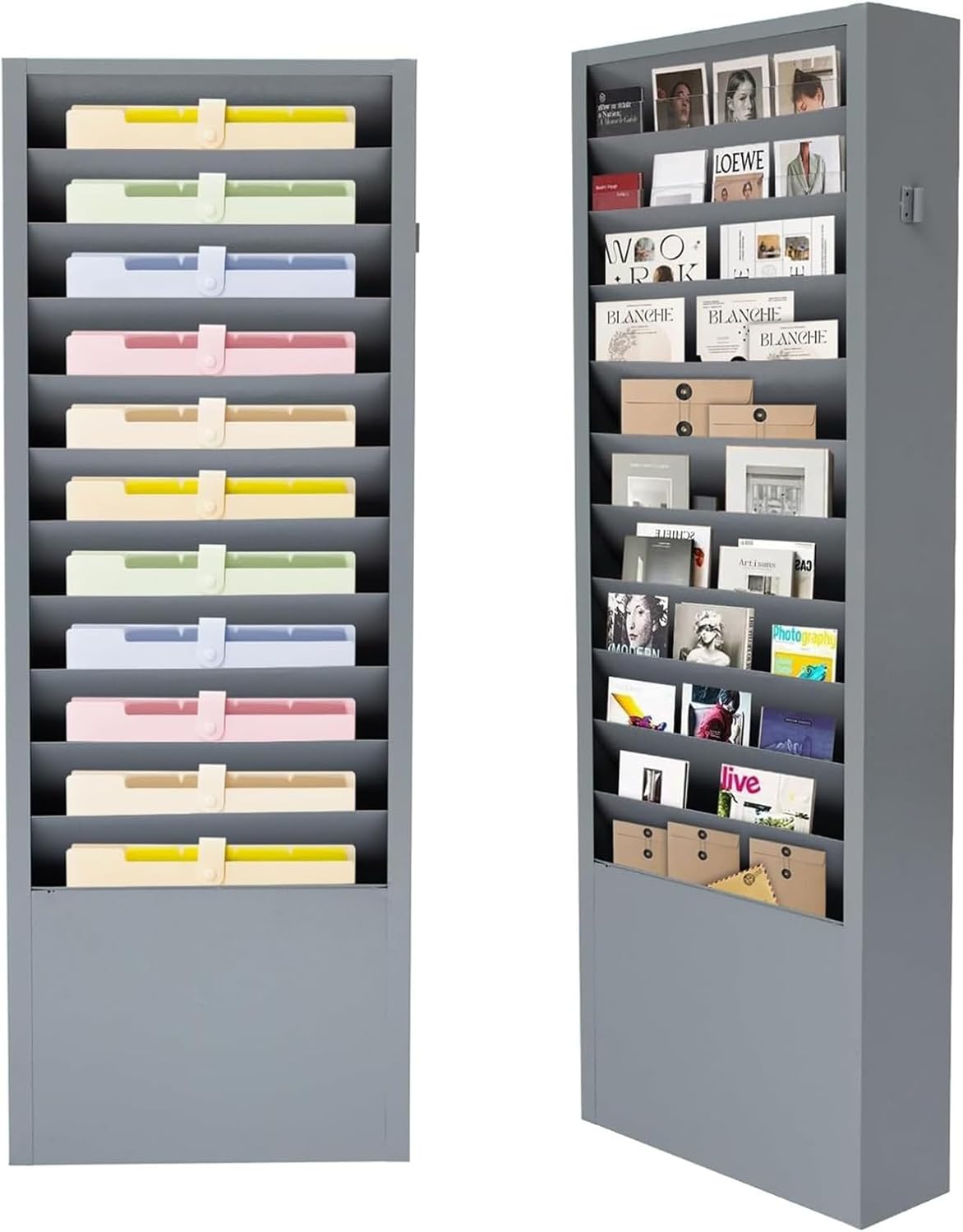 Amazon.com : Office File Folder Wall Rack for Wall Mount with 11-Tiered ...