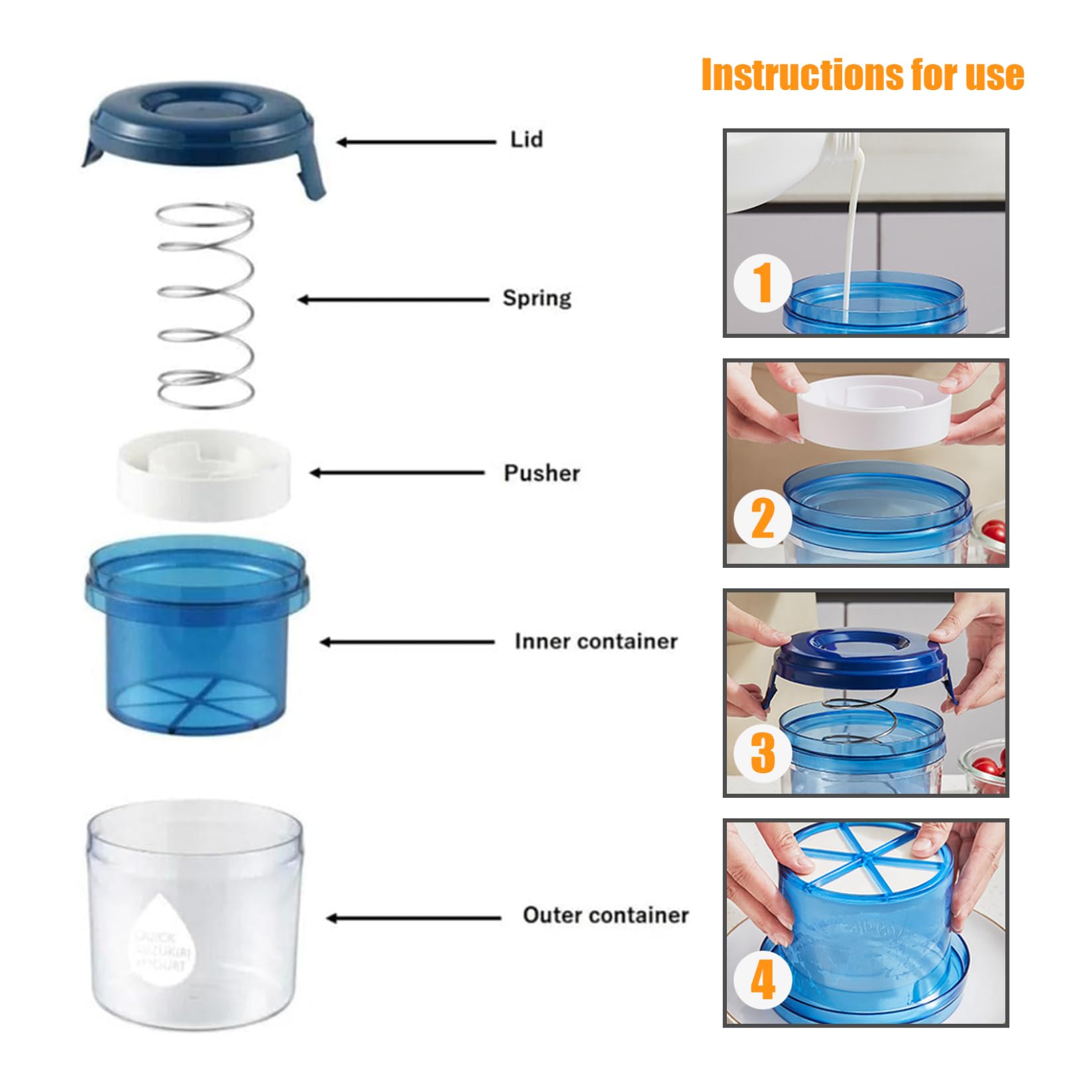 Greek Yogurt Maker Strainer - Fine Mesh Press Type Yogurt Cheese Filter ...