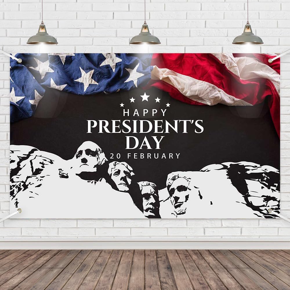 Amazon.com : Wollmix Presidents Day Decorations Banner - 70.8x43.3 Inch ...