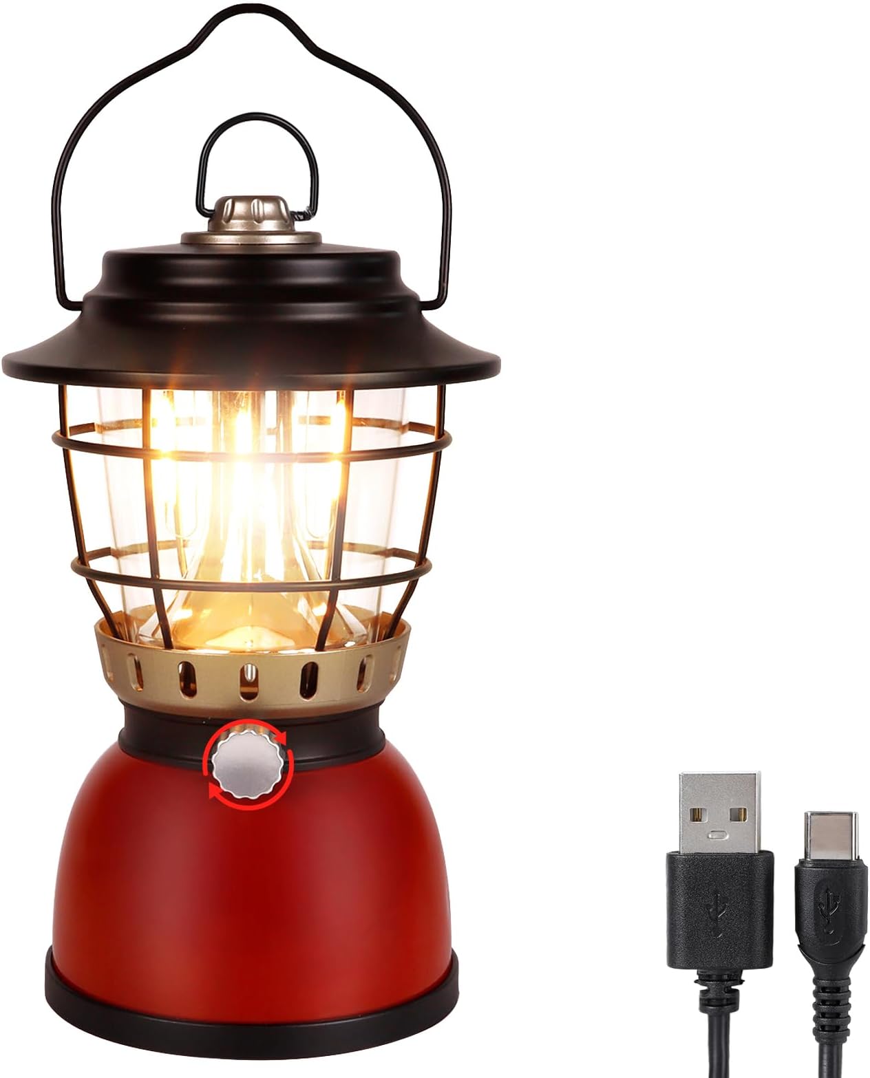 Amazon.com: LED Camping Lantern Rechargeable Stepless Dimming Vintage ...