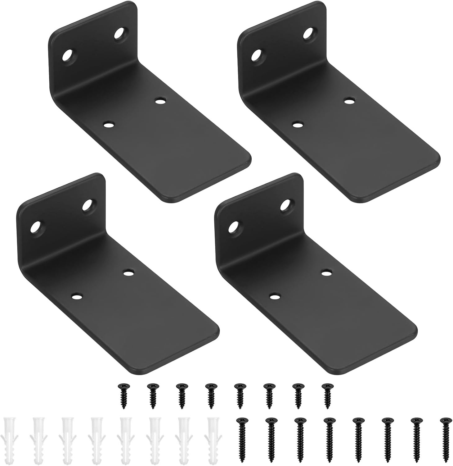 Set of 4 Wall Brackets, 90 mm Triangle Wall Shelf Brackets, Floating L ...