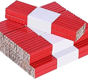 120 Pcs Bulk Octagonal Carpenter Pencils, Medium Red Hard Natural Wood ...