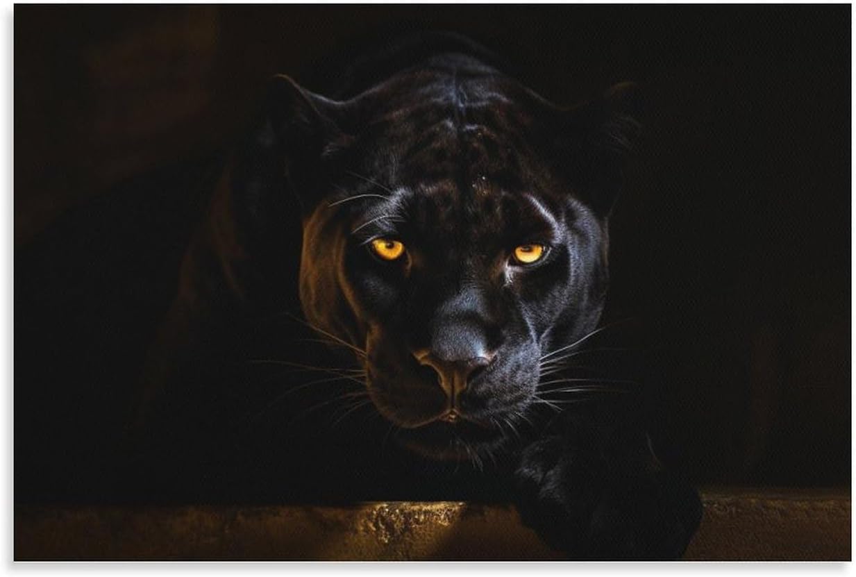 Amazon.com: Canvas Wall Art Black Panther Poster Animal Wall Decor Wall ...