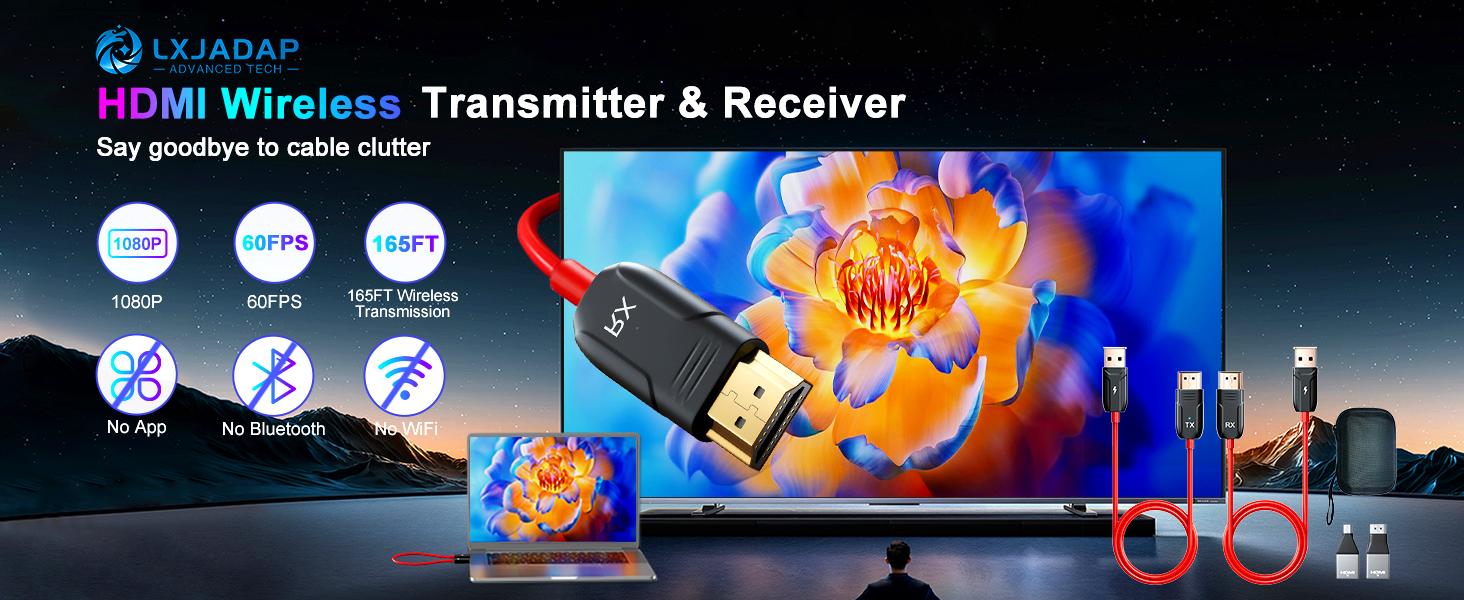 4K 60Hz Wireless HDMI Transmitter & Receiver Kit – 1080p, 100ft Range ...