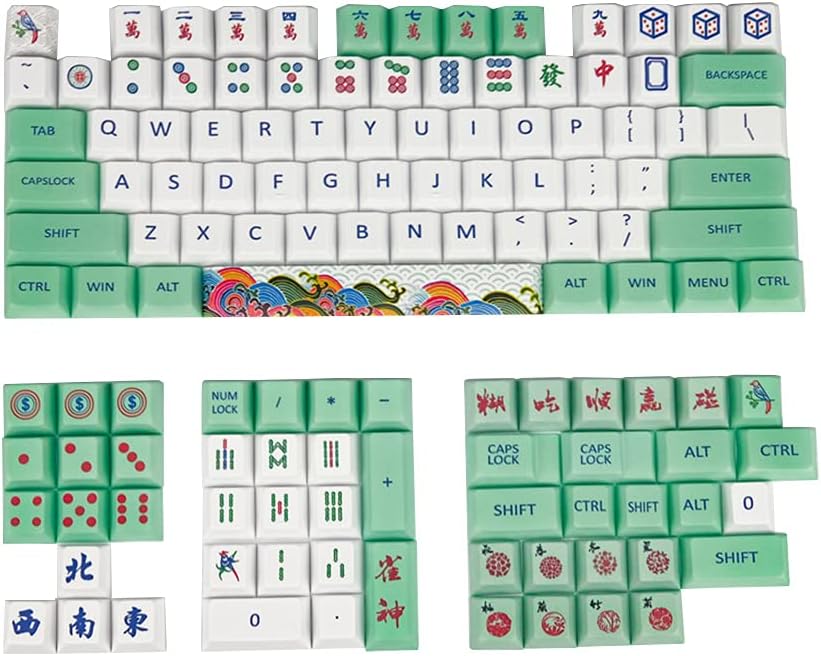 Mechanical Keyboard Keycaps Mahjong Cherry Profile 127 Keys Dye Sub ...