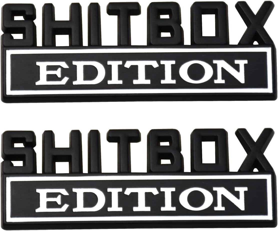 2pcs Metal Shitbox Edition CAR Emblem Badge 3D Sticker Decal Compatible ...
