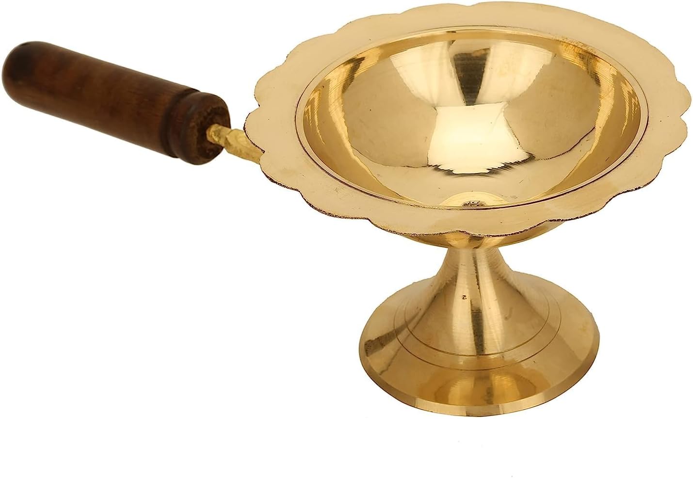 Amazon.com: Brass Diya Aarti Dhoop Stand Camphor Burner with Wooden ...