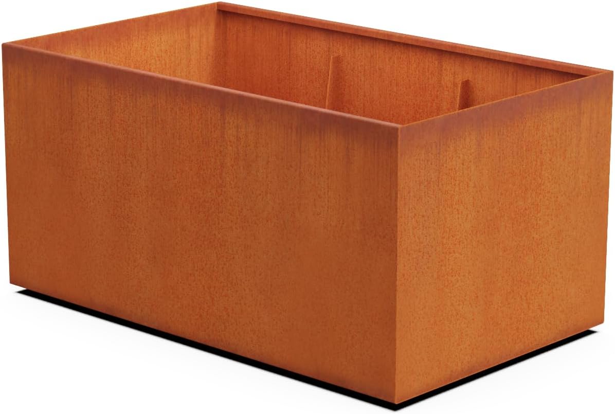 Amazon.com : Plantercraft Corten Steel Planter Wide Rectangle Metal ...
