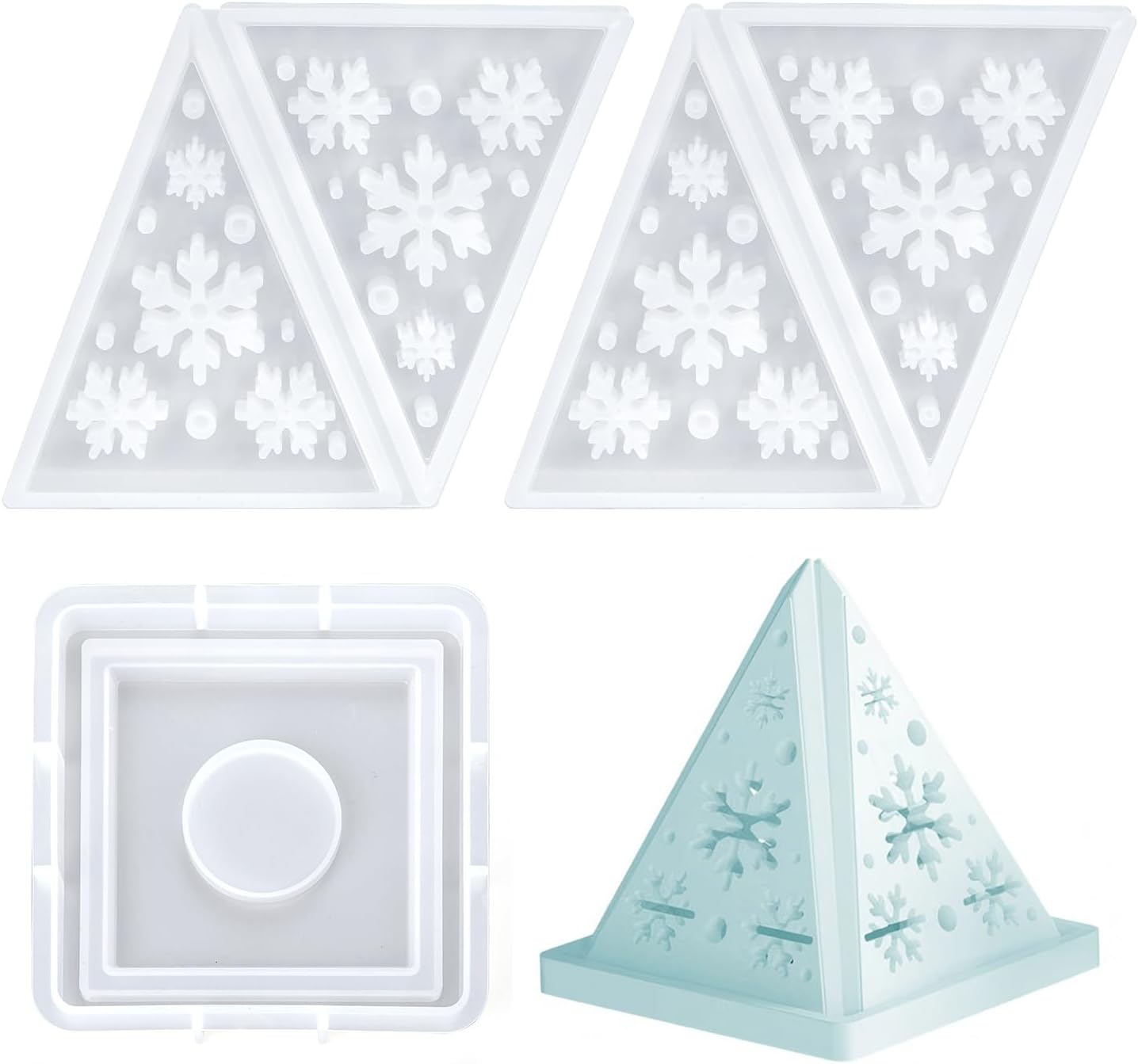 Waitamo Resin Moulds, Snowflake Pyramid Shape Candle Holder Resin ...