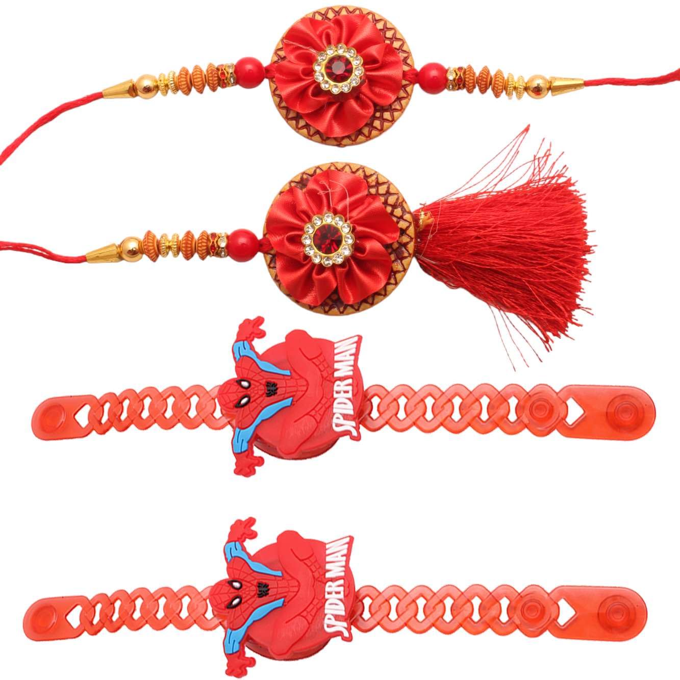 Buy Pavitra Bandhan 4 Designer Handmade Rakhi Set For Bhaiya Bhabhi And ...