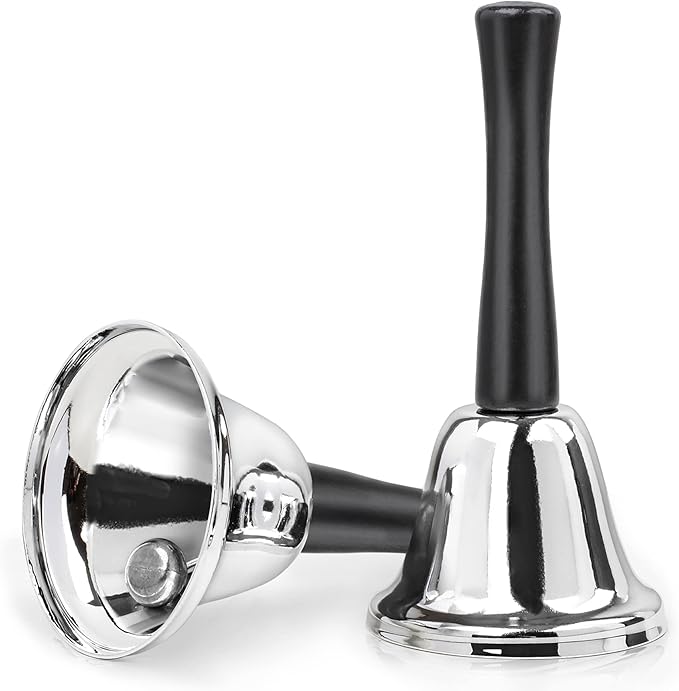 Amazon.com: 2 Pack Hand Bell, Silver Steel Bell, Ringing Bell with ...