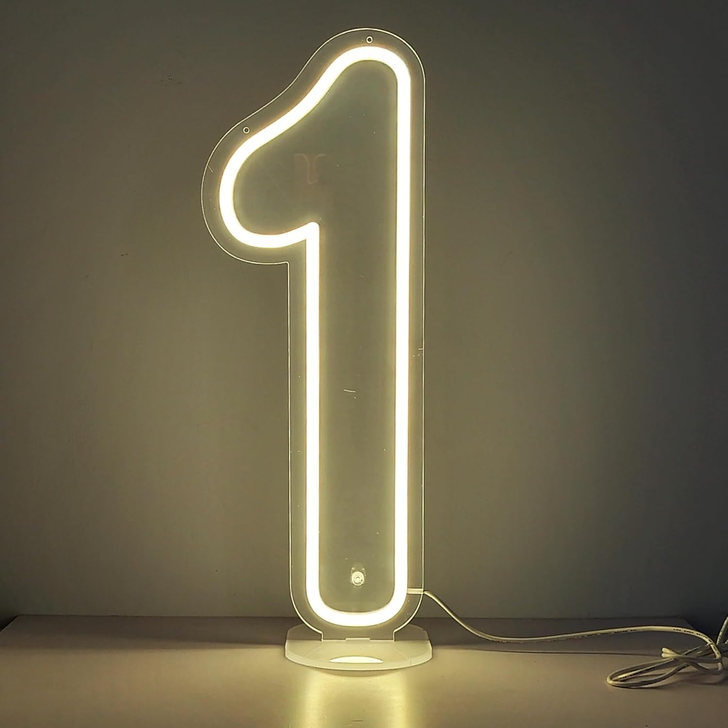 DS&DV 20inch Led Neon Number Sign 1, Adjustable Brightness Silicone ...