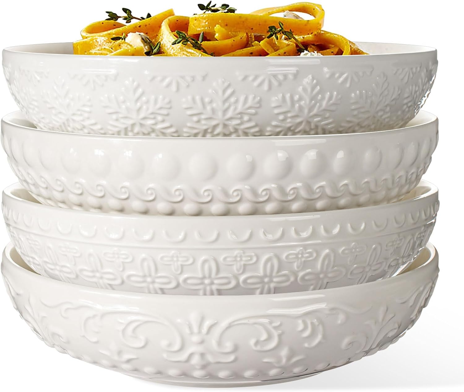 Amazon.com | Wareland Pasta Bowls, 32oz Salad Bowls Set of 4, White ...