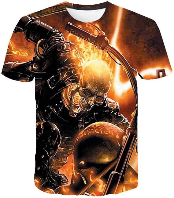 Ghost Rider. T-Shirt Short Sleeve Men's Summer Fashion : Amazon.co.uk ...