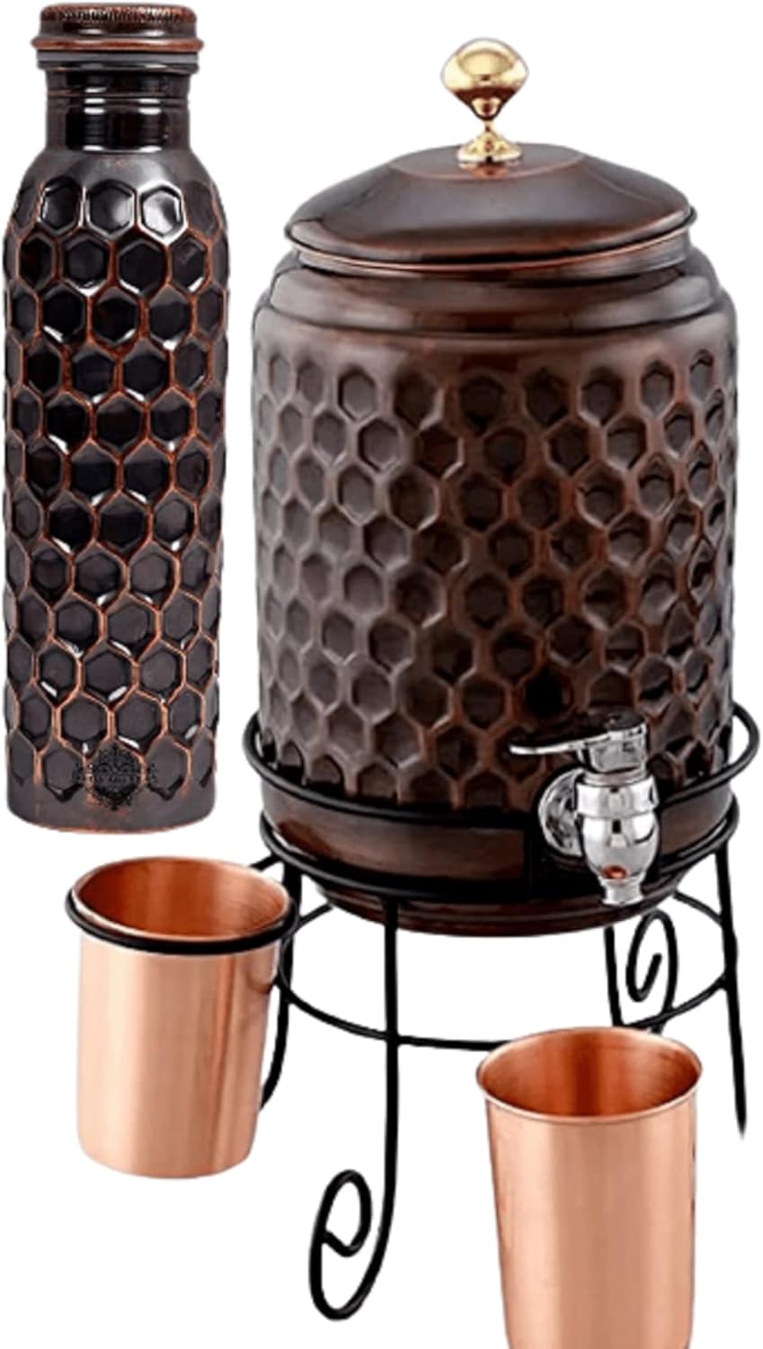 Amazon.com | Hammered Pure Copper Water Dispenser Pot Water Storage ...