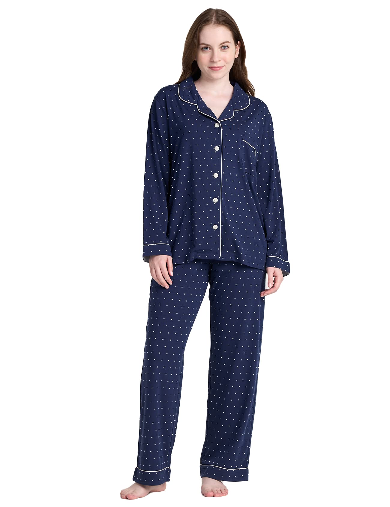 LAPASA Women's Pajama Set Stretchy Knit Sleepwear 2 Piece Loungewear ...