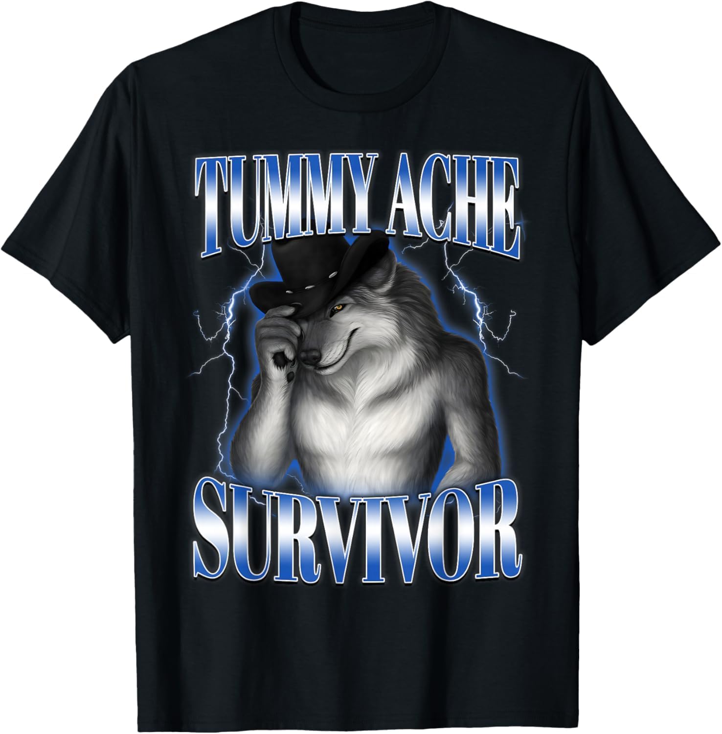 SykForn Tummy Ache Survivor Funny Alpha Wolf Meme Brainrot Cringe T ...