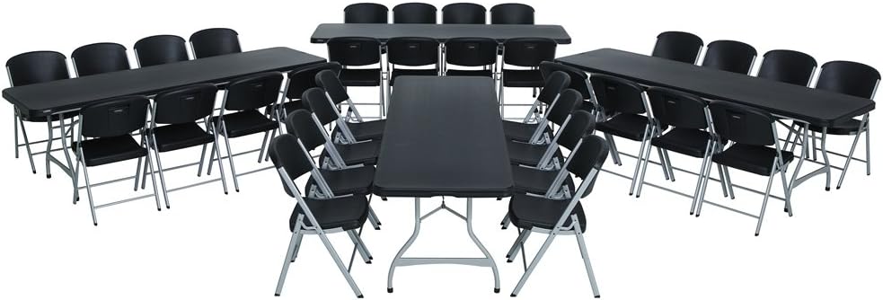 Amazon.com: Lifetime 4 Nesting Tables with 32 Folding Chairs - Black ...