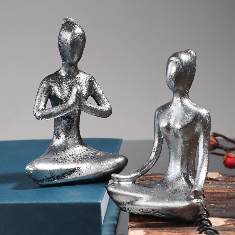Meditation Yoga Pose Statue Statue Ceramic Yoga Figure Set Decoration ...