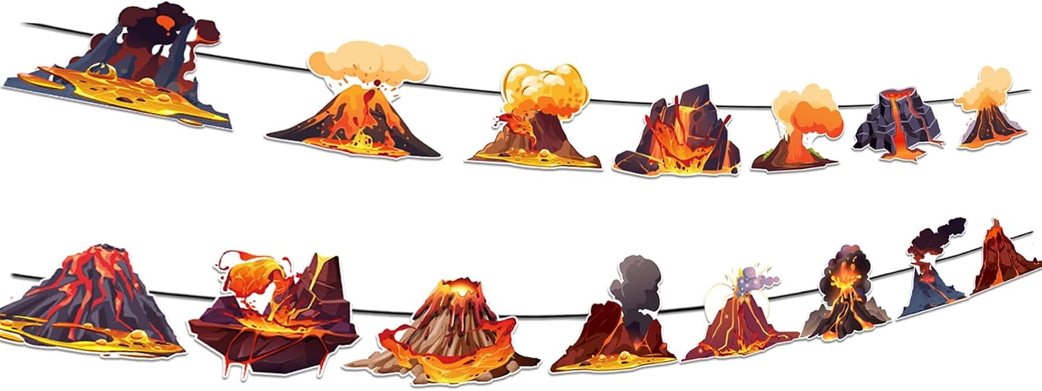 Amazon.com: Volcano Banner Lava Party Banner Garland for Volcano Party ...
