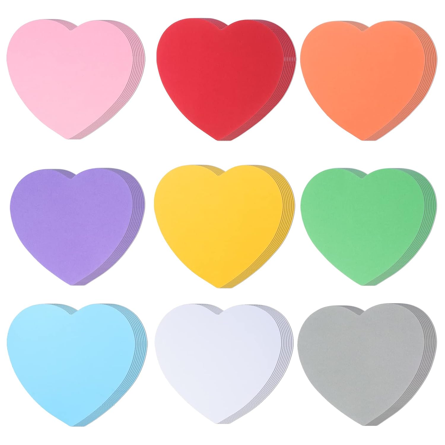 72 Pcs Heart Cutouts - 6 Inch Heart Shaped Cards - Assorted Color for ...