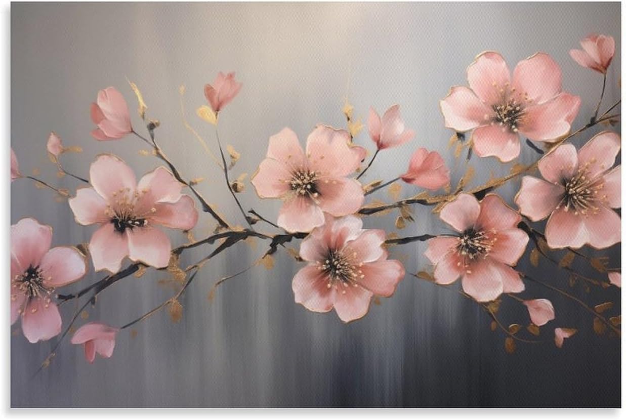 Pink Flower Canvas Wall Art Print Framed Modern Romantic Nature ...