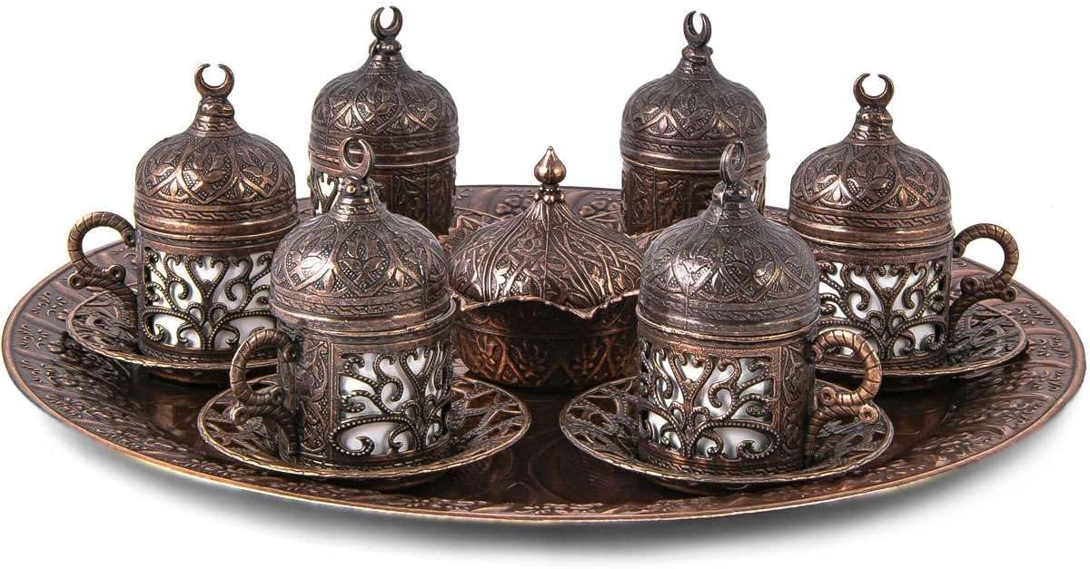 Amazon.com | Coffee Cup Set of 6, Silver Turkish Coffee Cup Set ...