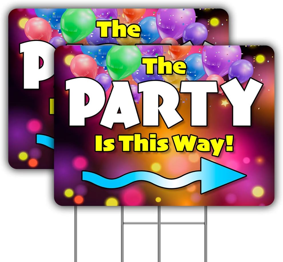 Amazon.com: Vista Products The Party Is This Way 2 Pack Double-Sided ...