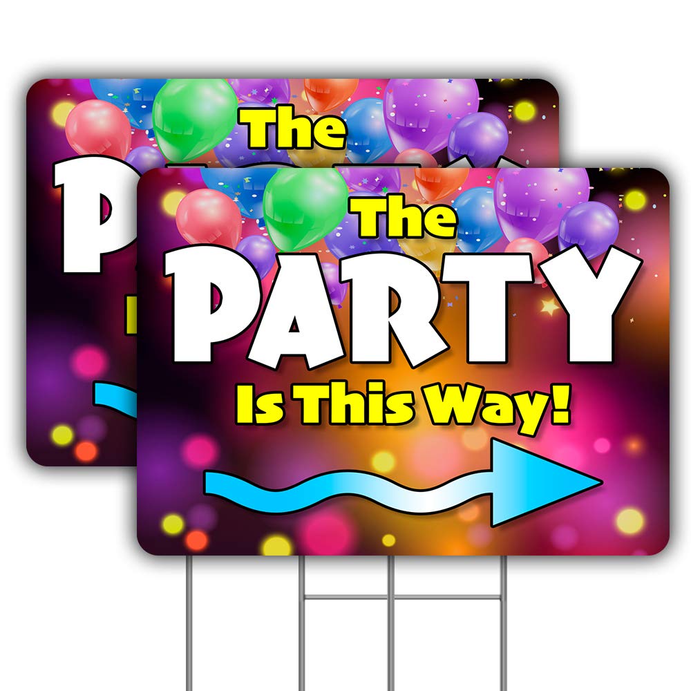 Amazon.com: Vista Products The Party Is This Way 2 Pack Double-Sided ...