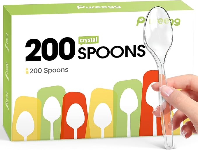 Amazon.com: Pureegg Plastic Spoons - 200 Packs, Premium 7" Disposable ...