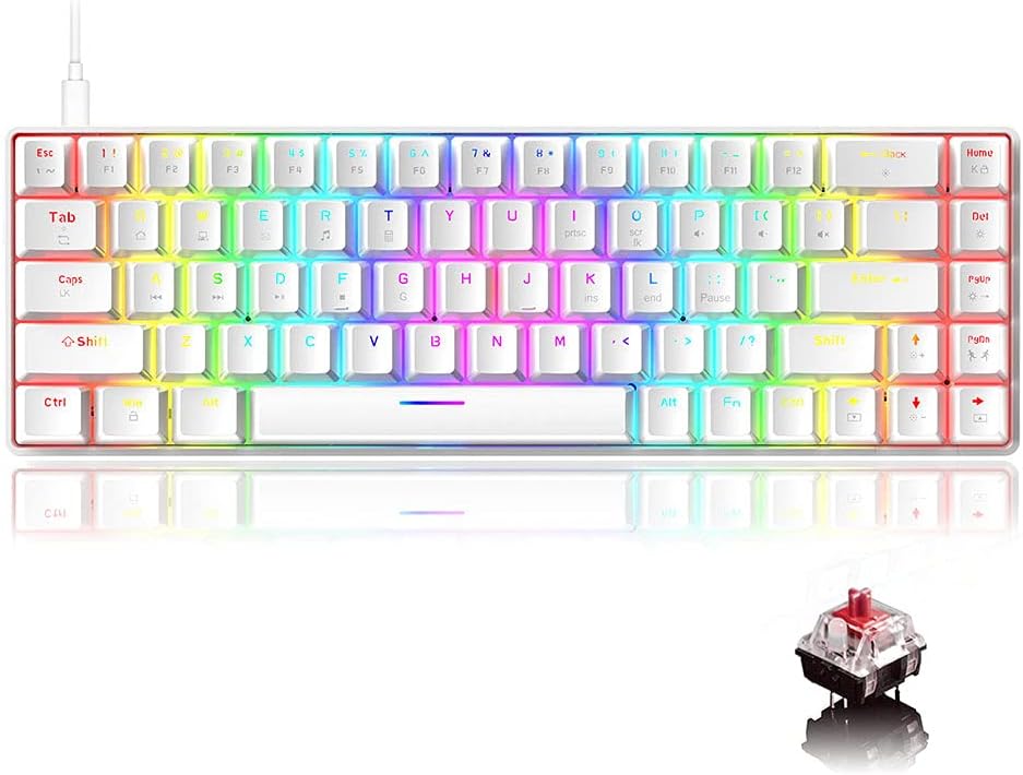 ELECGO Teclado Mecanico 70% Gamer, 77 Teclas Anti-Ghosting Ergonómico ...