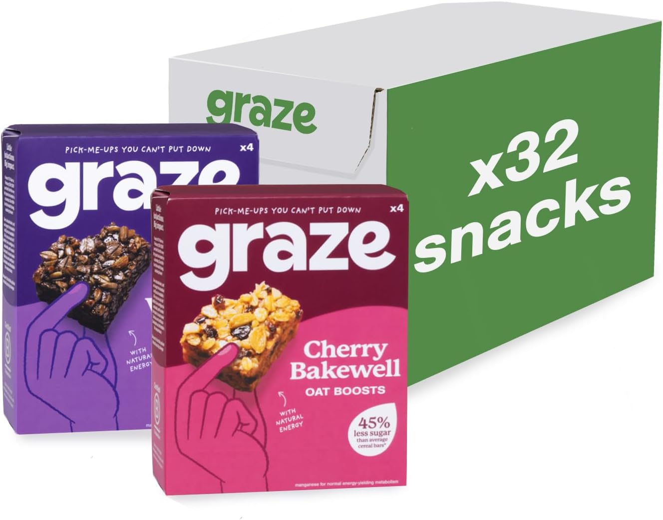 Graze - Cherry Bakewell & Cocoa Vanilla Oat Boost Bars Snacks - Made ...