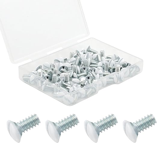 Taezn 80 Packs Wall Plate Screws, 3/8 Inch Outlet Screws 6-32 White ...