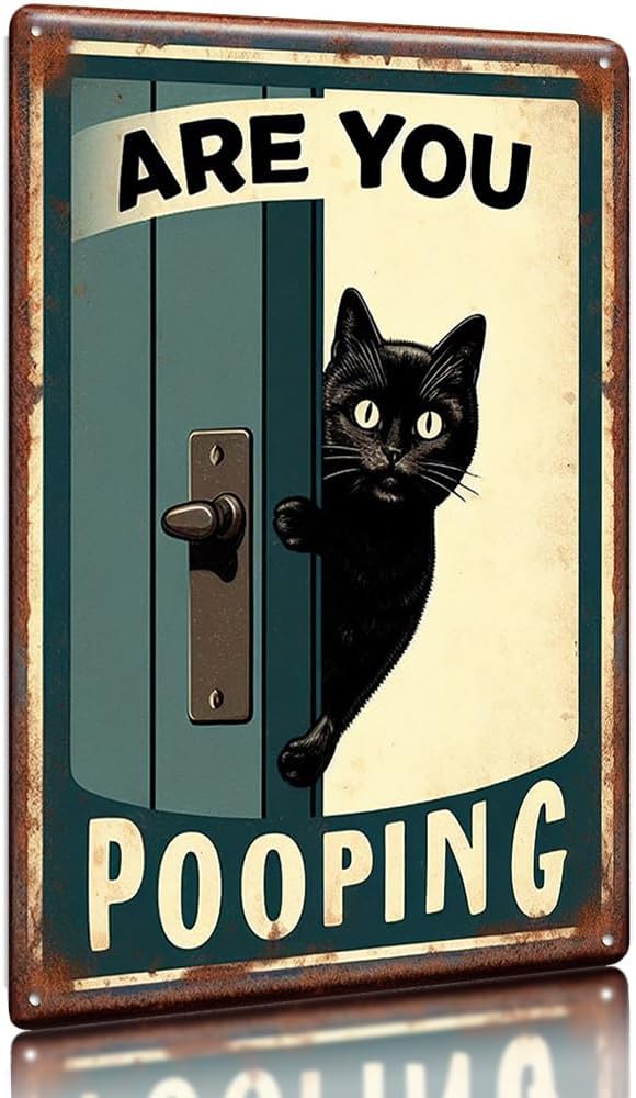 Amazon.com : Funny Black Cat Tin Sign 'Are You Pooping?' - Vintage ...