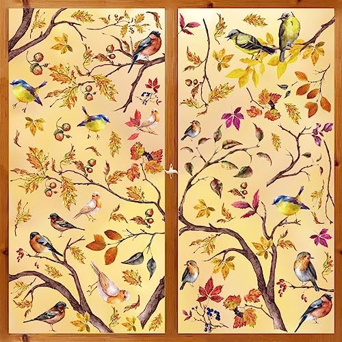 Amazon.com: Whaline 6 Sheets Fall Maple Leaves Window Clings ...