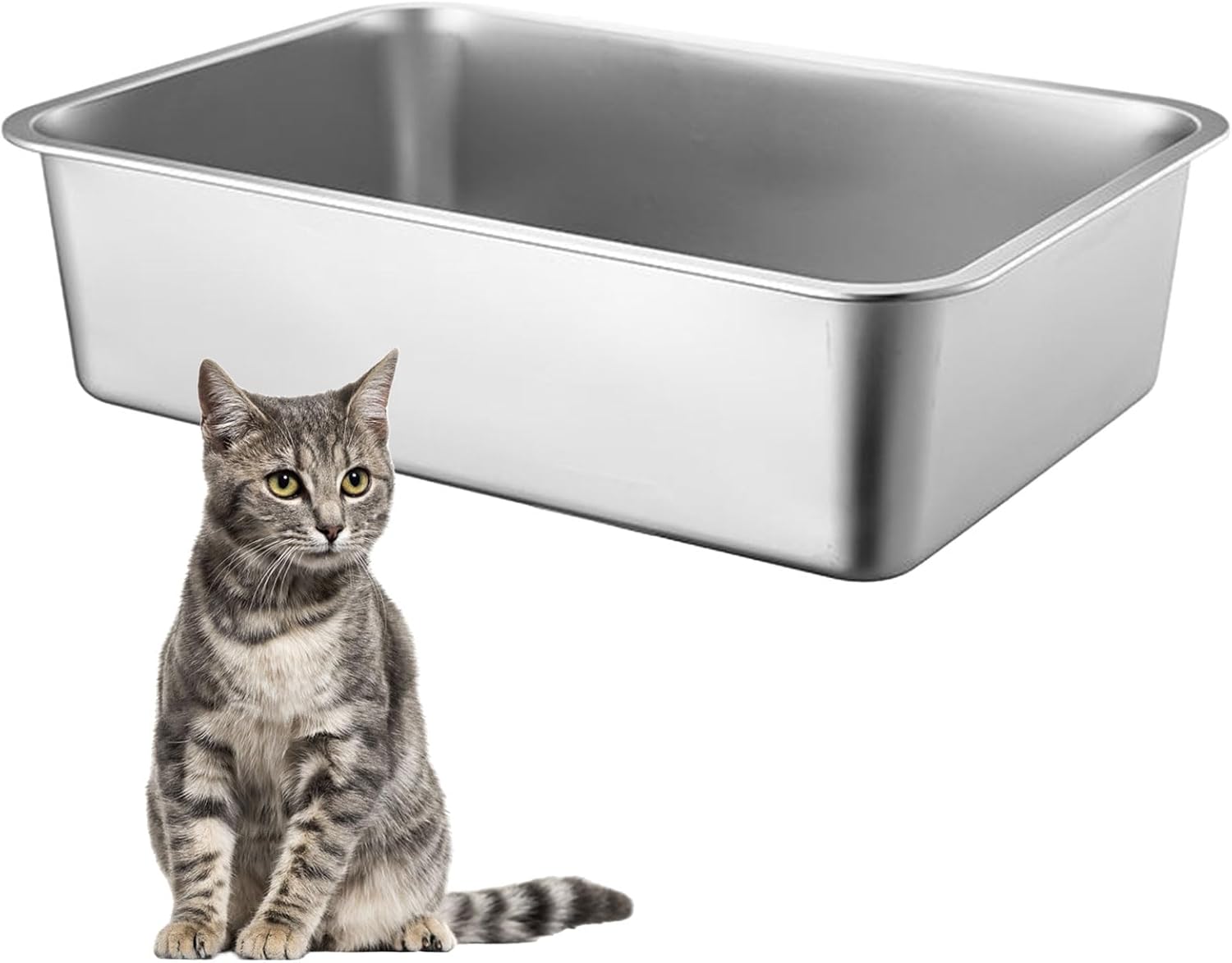 Amazon.com: RMNHPTK Stainless Steel Cat Litter Box Large Metal Cat ...