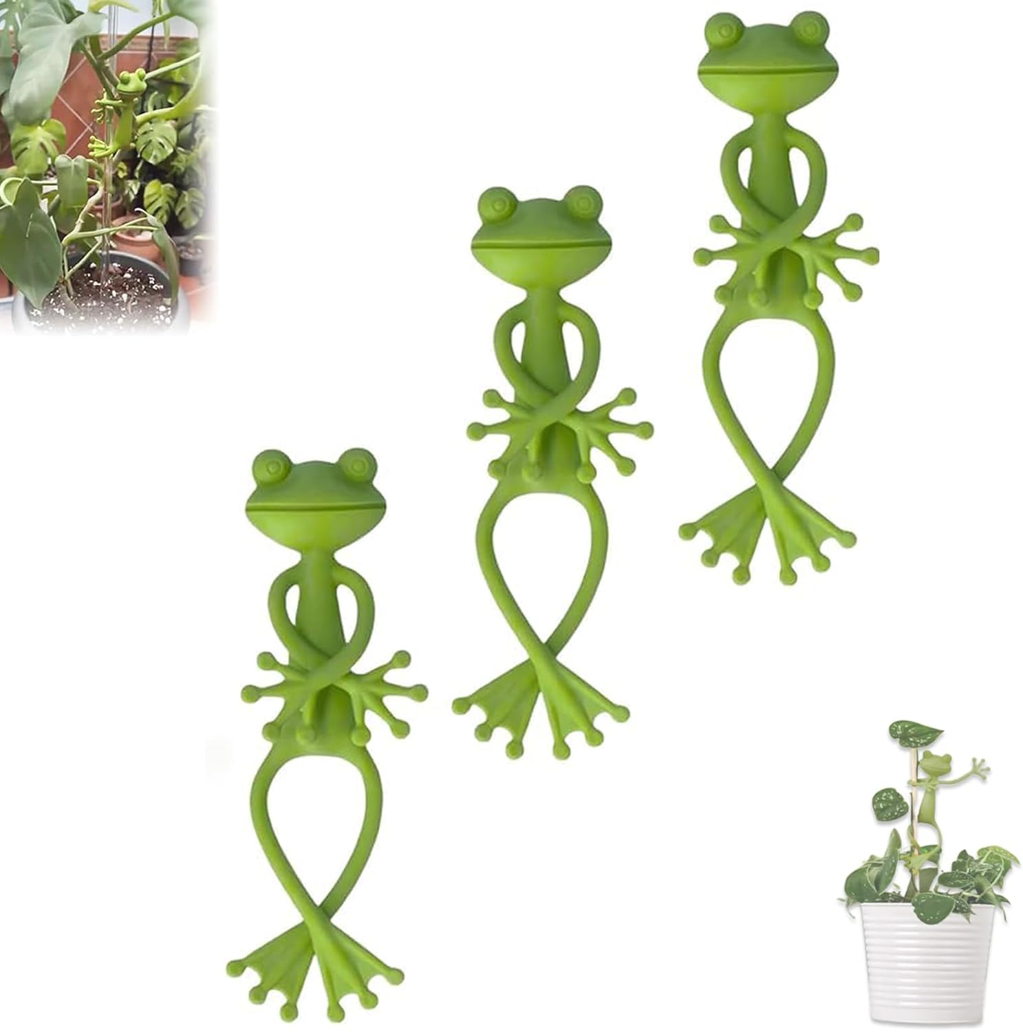 Amazon.com : Frog Plant Stand,Green Frog Plant Supports,Cute Frog ...