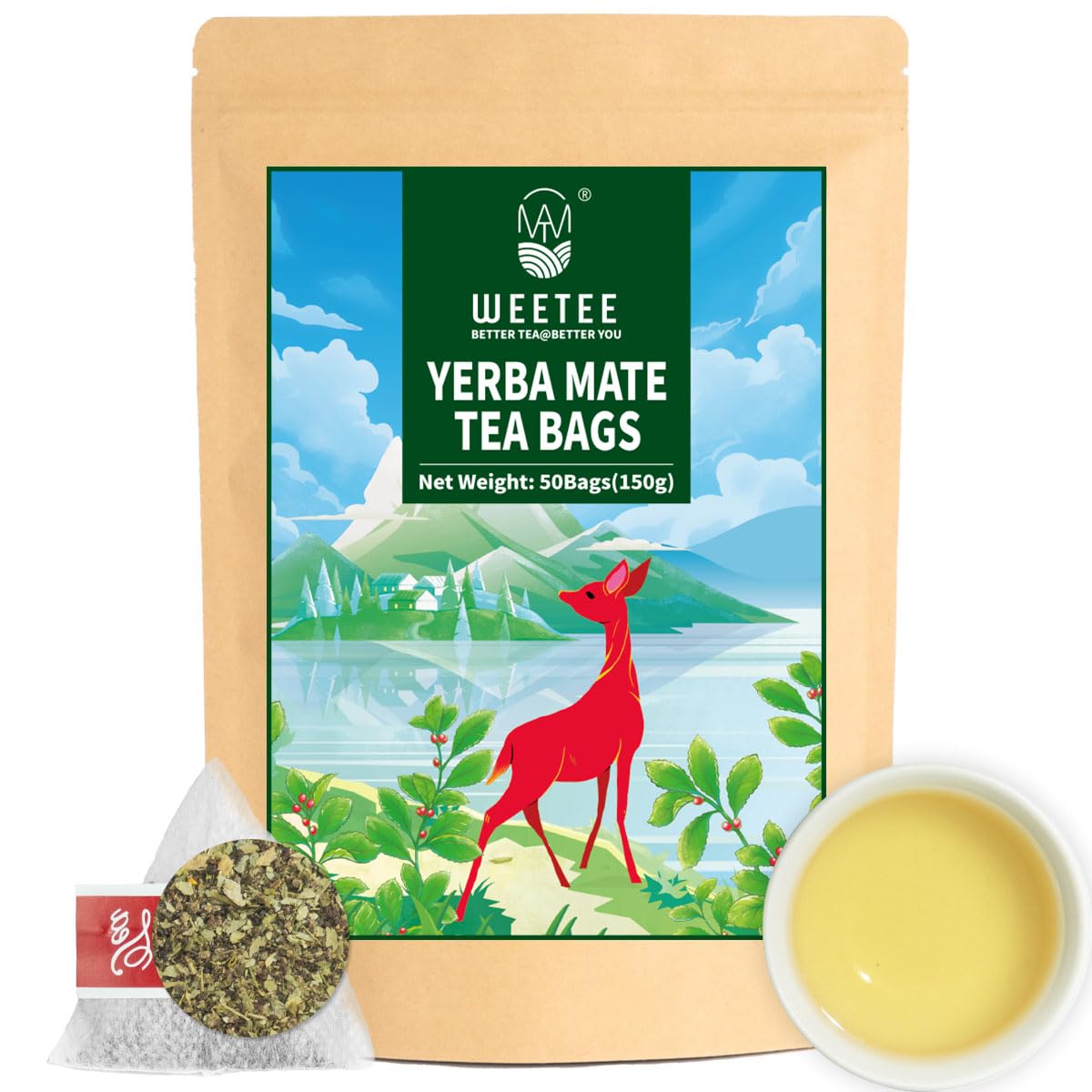 Amazon.com: WT WEETEE Yerba Mate Tea Bag, Unsmoked Yerba Mate 50 ...