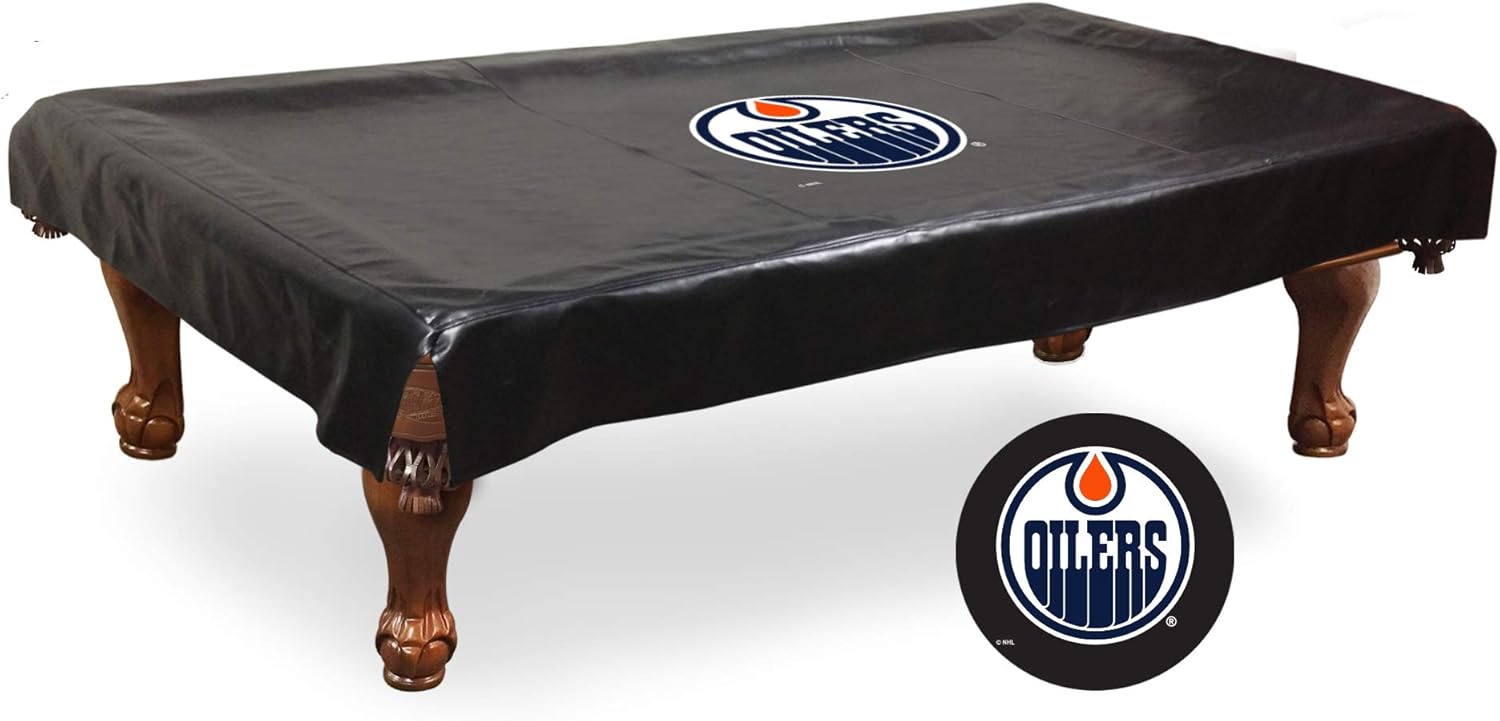 Edmonton Oilers HBS Black Vinyl Billiard Pool Table Cover (98"x54"x12 ...