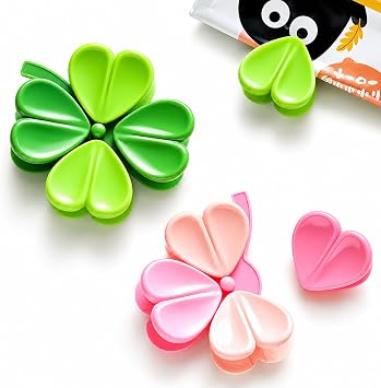 Amazon.com: 4-Leaf Clover Magnetic Bag Clips, 8 Heart-Shaped Food ...