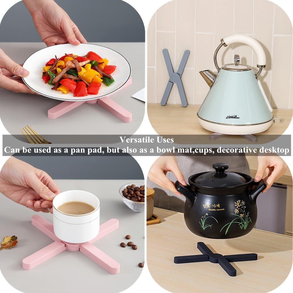 Heat Mats For Kitchen Folding Silicone Trivet,Non Slip Trivets For Hot ...