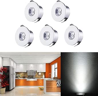 Sorfia 5 Pack 1W Mini LED Recessed Lighting, 1 Inch Recessed LED Lights ...