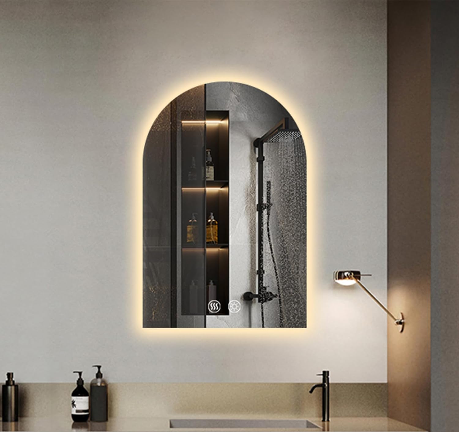 Amazon.com: Niccy Arched LED Bathroom Mirror, 32x20 Inch Arch Frameless ...