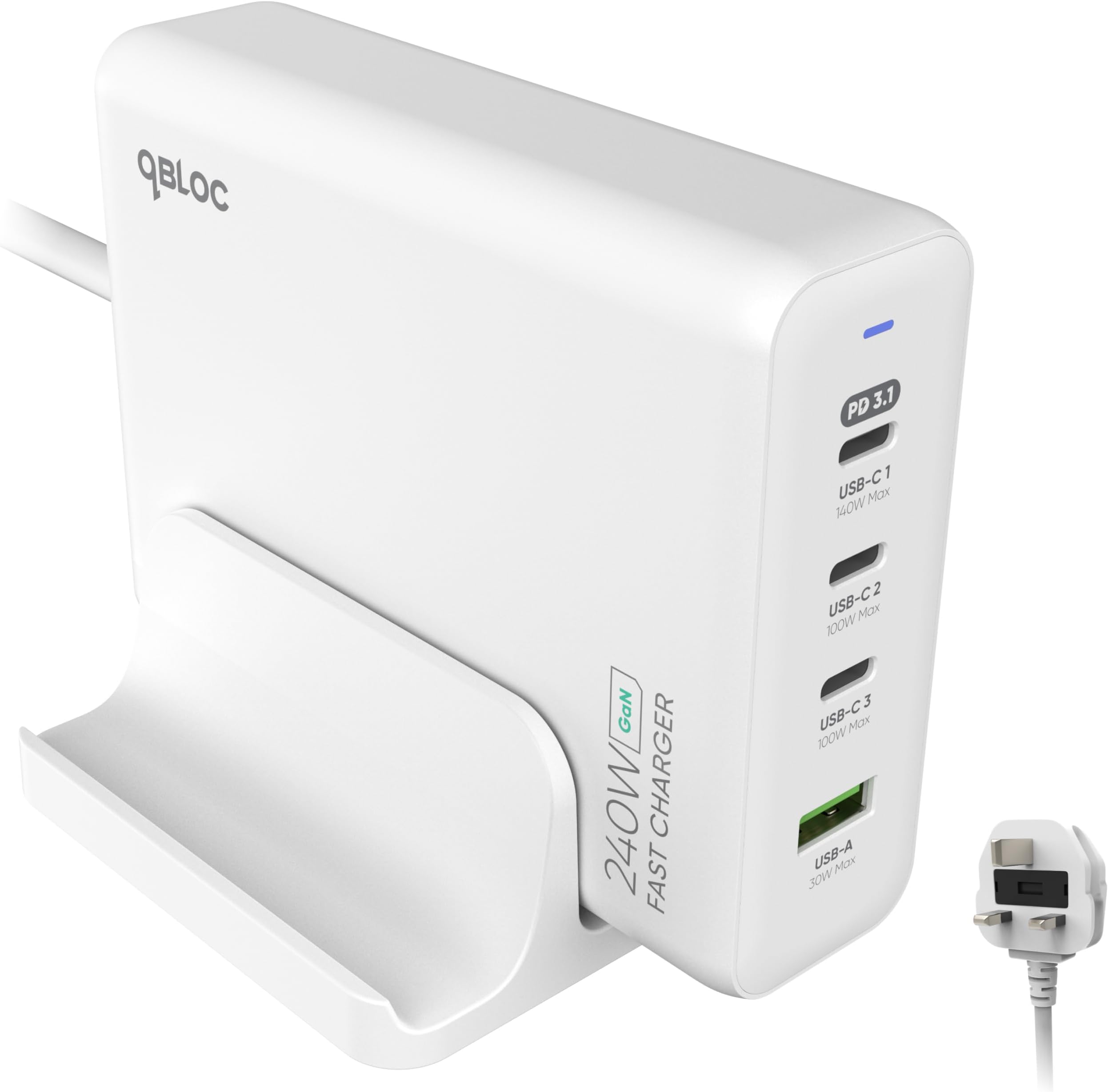 qBLOC 240w USB C GAN Charger, Desktop Charger USB C Power Adapter with ...