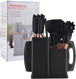 Amazon.com: 19 Pieces Kitchen Utensils and Knife Set with Block ...