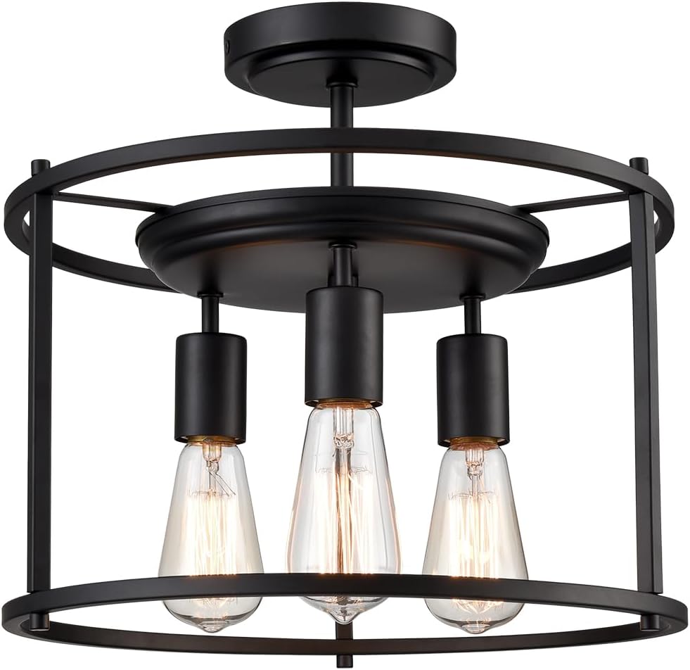 Farmhouse Semi Flush Mount Ceiling Light Industrial Kitchen Ceiling ...