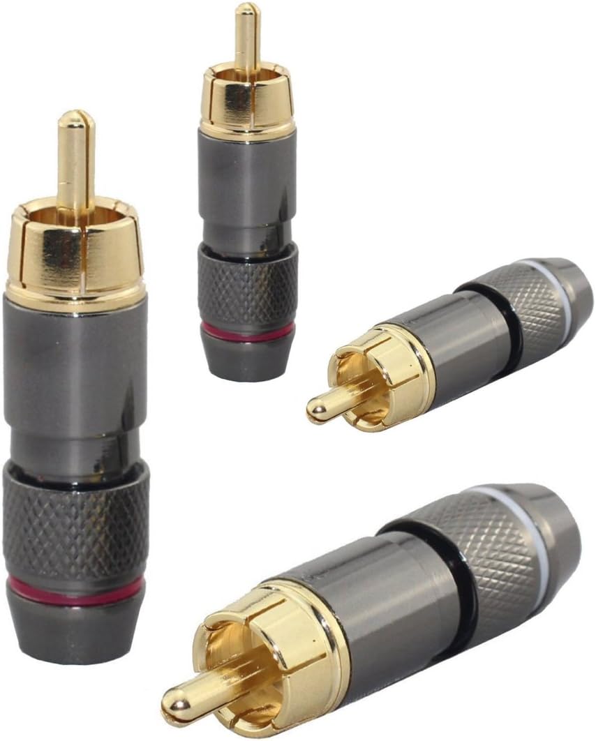 Amazon.com: [4 pcs] Hi End RCA Male Plug, Adapter Audio Phono, Gold ...