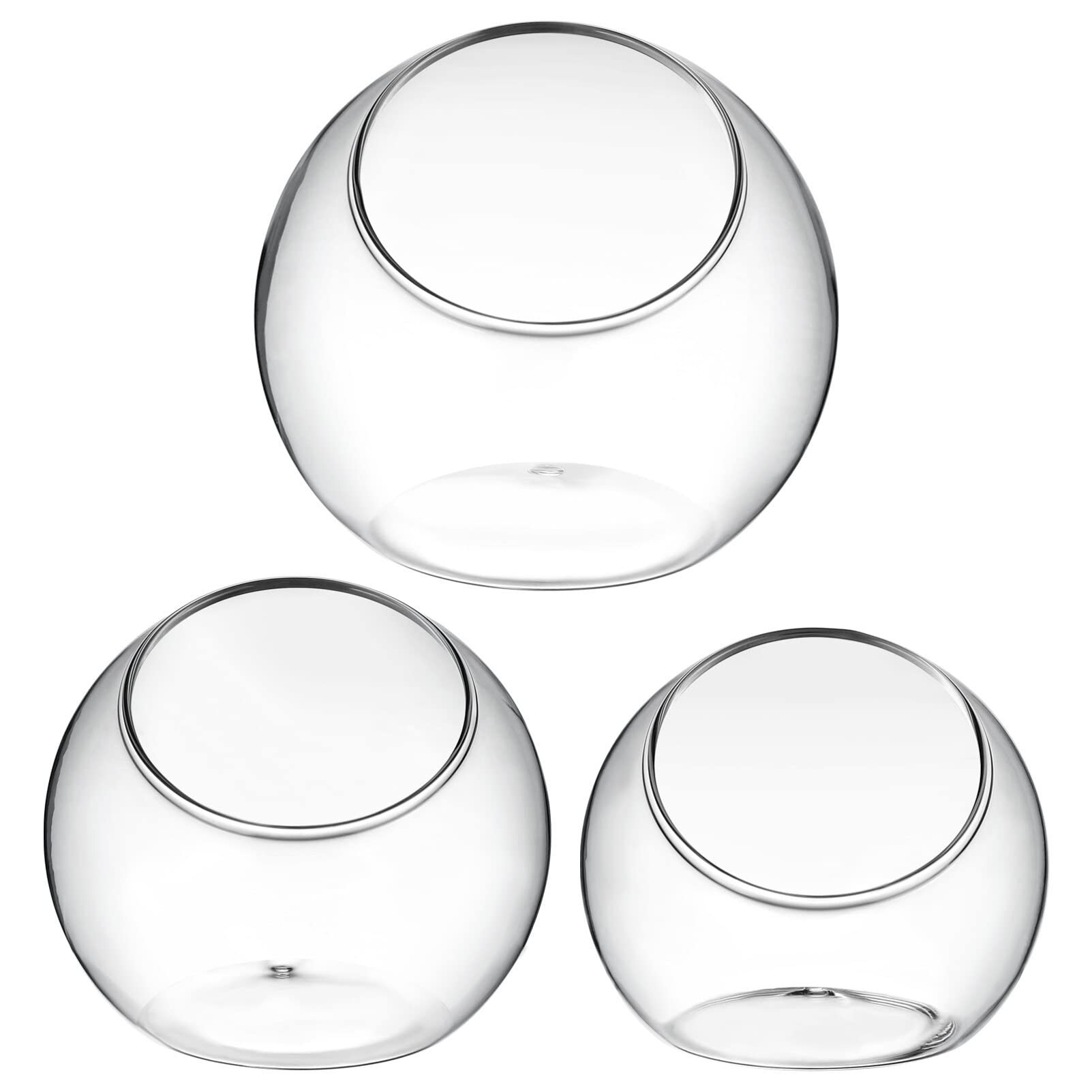 Amazon.com: BESPORTBLE 3 Pcs Glass Slant Cut Bubble Bowl, Slanted Globe Bowl Terrarium Glass ...